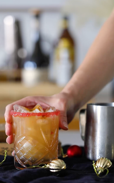 Rum and Apple Cocktail with a Christmas Honey Sugar Rim – ShortHive